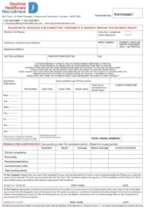 Timesheet | Daytime Healthcare Recruitment